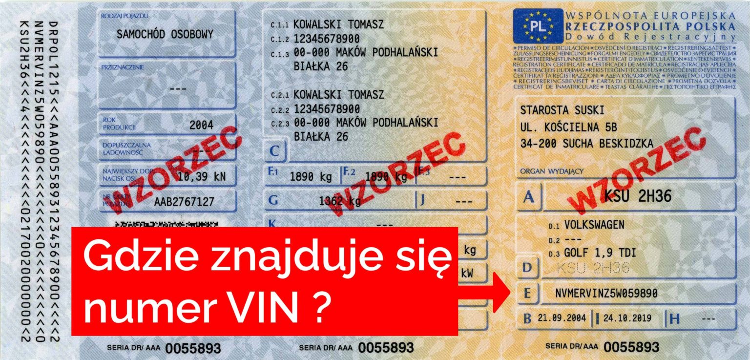 VIN - Gdzie jest numer vin w samochodzie i w dowodzie rejestracyjnym